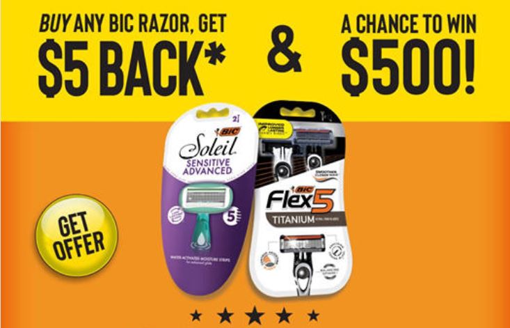 Bic Razor $5 Rebate, plus chance to win $500!
