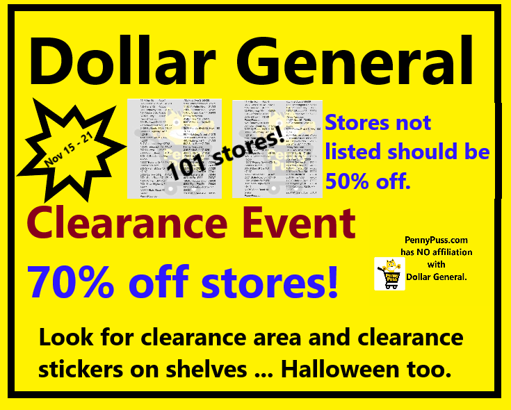 Dollar General Clearance Event 70% off stores!