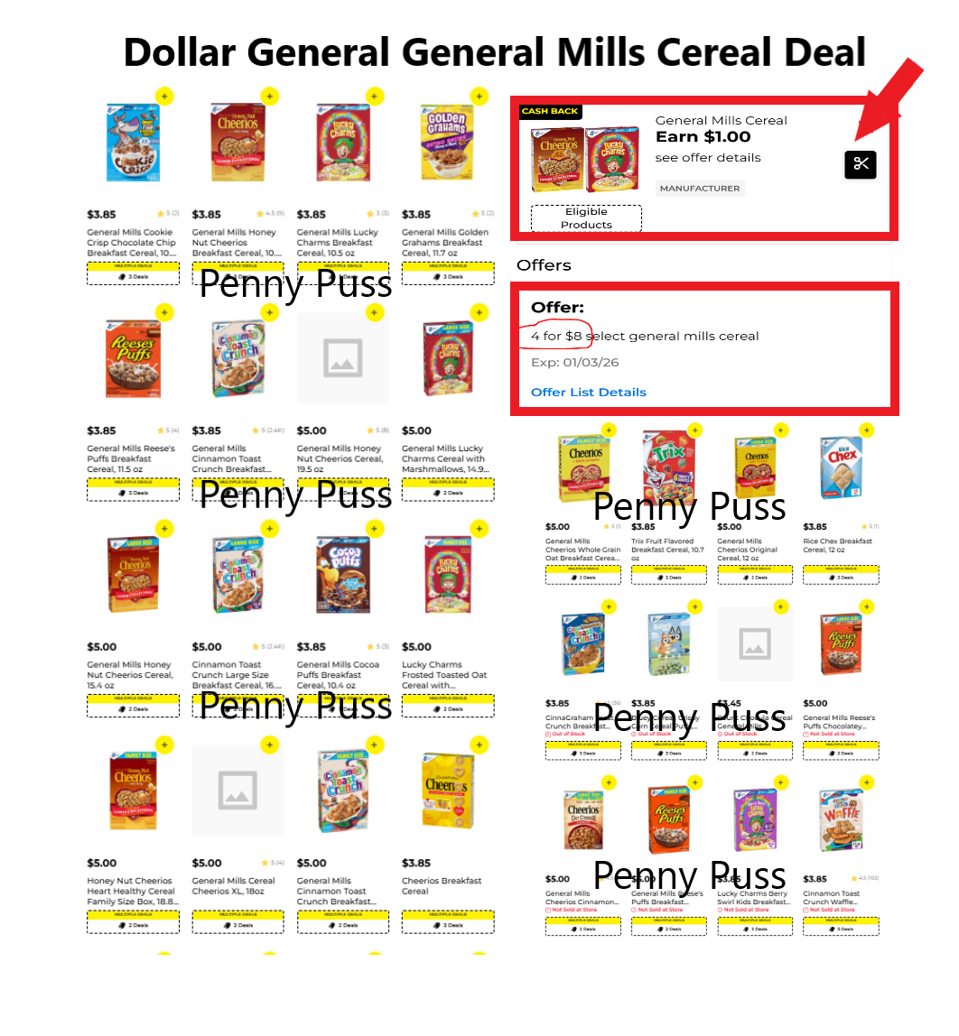 Dollar General General Mills Cereal Deal - like getting 4 boxes for $7
